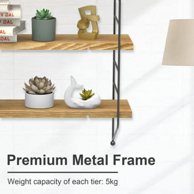 FATIVO Adjustable 3 Tier Wall Floating Shelf with Metal Brackets Strong ...