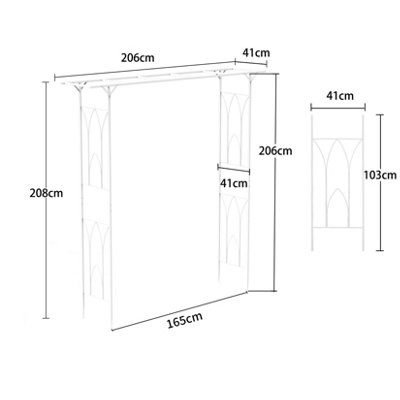 FATIVO Extra Large Metal Garden Arch Wedding Arch Stand 165x208 cm ...