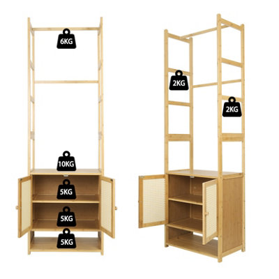 FATIVO Extra Tall Garment Rack Bamboo Heavy Duty Coat Stand Wardrobe w ...