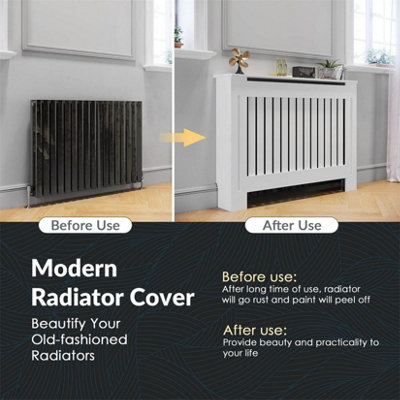 FATIVO Vertical Radiator Cover Grill Shelf Cabinet MDF Wood (19D x 152W ...