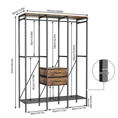 FATIVO XXXL-Heavy Duty Wardrobe Open Drawer Storage Cabinet Clothes ...