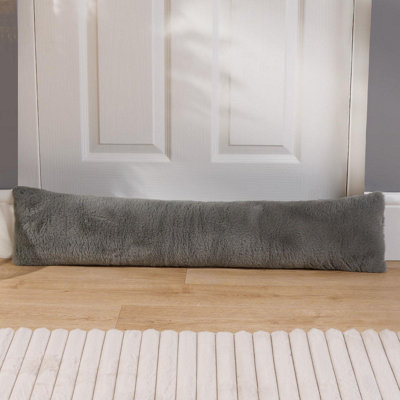 Faux Fur Fleece Draft Excluder Window Insulation Stopper, Grey - 20 x 90cm