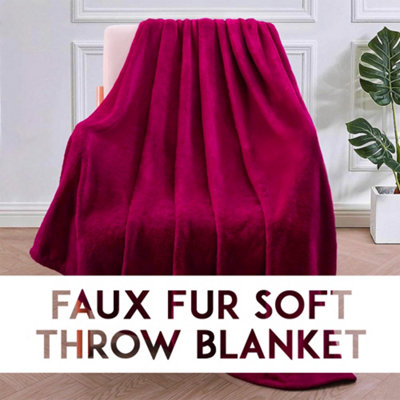 Faux Fur Mink Throw Luxury Super Soft Plain Bed Sofa Settee Throw ...
