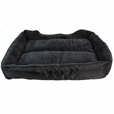 Faux Fur Pet Bed Black/Grey XL