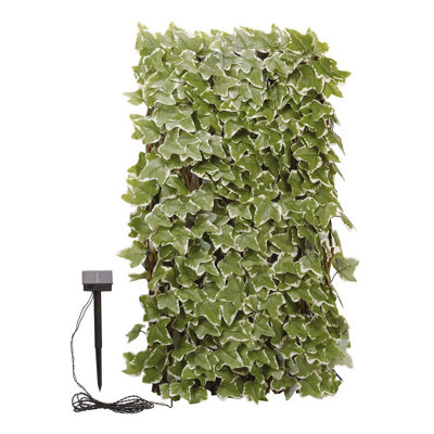 Faux Ivy Trellis with 50 Solar Powered LED Lights - Vertical or ...