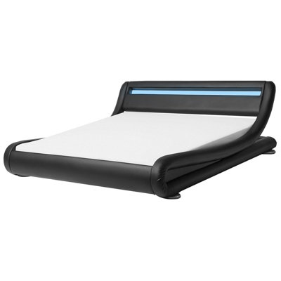 Faux Leather EU Super King Waterbed LED Black AVIGNON | DIY at B&Q