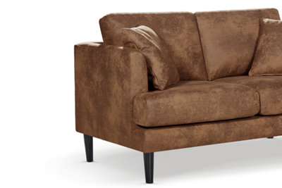 Faux Leather Suede Brown 2 Seater Sofa