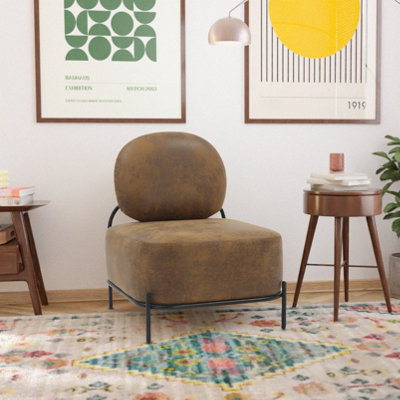 Faux Leather Suede Brown Flavia Accent Chair