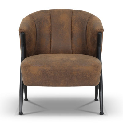 Faux Leather Suede Brown Viviana Accent Chair