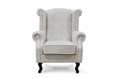 Faux Leather Suede Effect Britannia Wing Back Chair with Union Jack ...