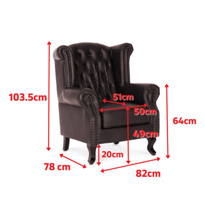 Faux Leather Suede Grey Balmoral Wing Back Chair with Buttons