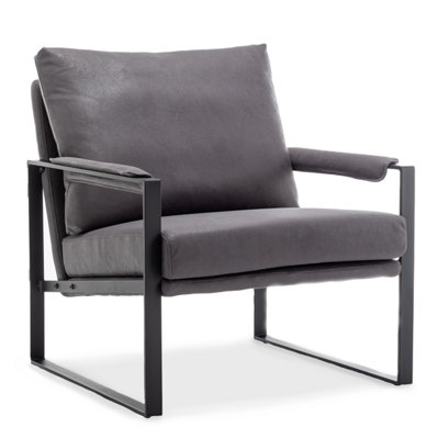 Faux Leather Suede Grey Graziana Accent Chair