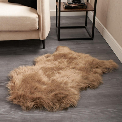 Faux Sheepskin Fluffy Rug Living Room Bedroom Mat | DIY at B&Q