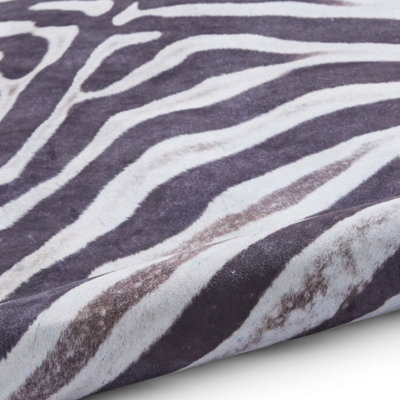 Faux Zebra Print Black White Abstract Animal Modern Cowhide Rug for ...
