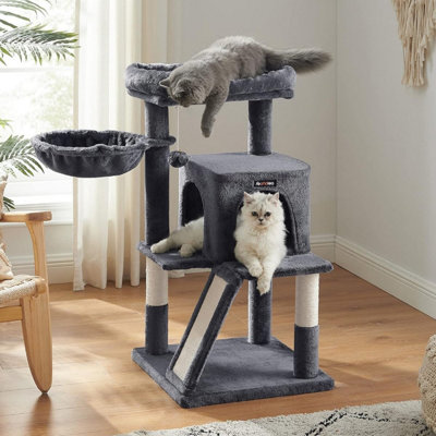 FEANDREA Cat Condo, Cat Tree with Widened Perch for Large Cats, 2-in-1 ...