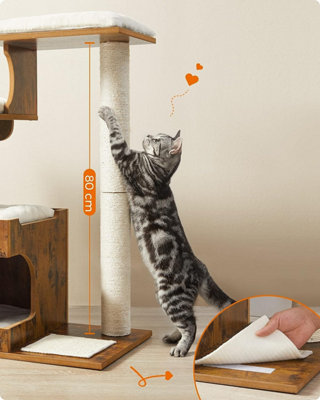 FEANDREA Cat Condo, Medium Tower Featuring Three Beds and a Cave, MDF ...