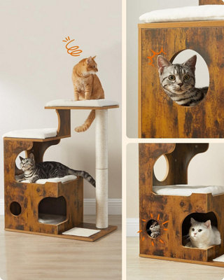 FEANDREA Cat Condo, Medium Tower Featuring Three Beds and a Cave, MDF ...