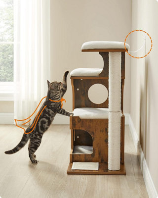 FEANDREA Cat Condo, Medium Tower Featuring Three Beds and a Cave, MDF ...