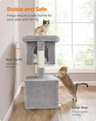 Feandrea Cat Tower, XL Cat Condo, 2 Cat Caves, Large Cat Perch ...