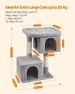 Feandrea Cat Tower, XL Cat Condo, 2 Cat Caves, Large Cat Perch ...
