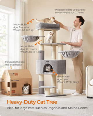 Feandrea Cat Tree, Heavy-Duty Cat Tower with Self-Warming Pads, 2 Self ...