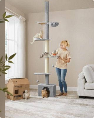 FEANDREA Ceiling-High Cat Complex, Adjustable Tower with Multiple ...