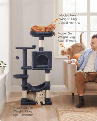 Feandrea Feline Tree, Cat Tower for Indoor Cats, Tall Kitty Castle with ...