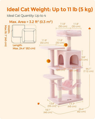 Feandrea Kitty Citadel, Cat Fortress for Indoor Felines, Multi-Level ...