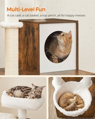 FEANDREA Luxury Cat Complex, Contemporary Design with Enclosed Litter ...