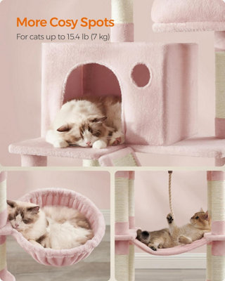 Feandrea Multi-Level Plush Cat Condo with Ramp and Scratching Posts ...