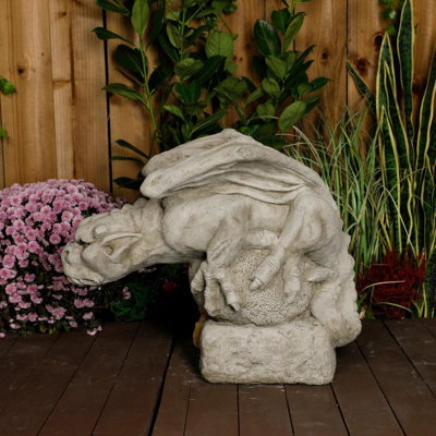 Fearsome Chained Gargoyle Guardian on Ball Statue