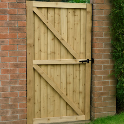 Featheredge wooden garden and side gate (H-1800, W-1000, natural (light ...