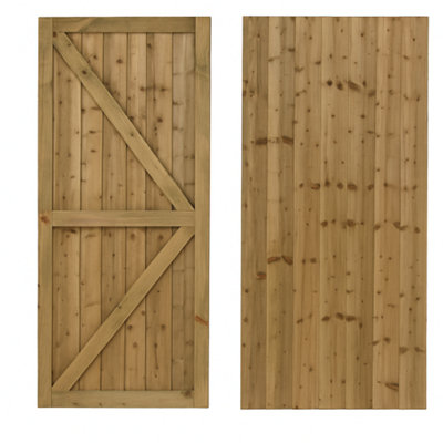 Featheredge wooden garden and side gate (H-1800, W-800, natural (light ...