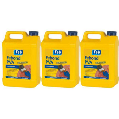 Feb Febond Professional PVA, White, 1 Litre (Pack Of 3)