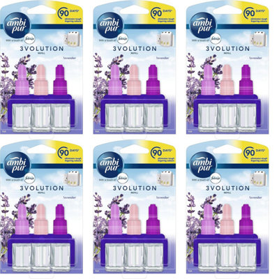 Febreze Ambi Pur 3Volution Plug In Refill Lavender, 20 ml (Pack of 6)