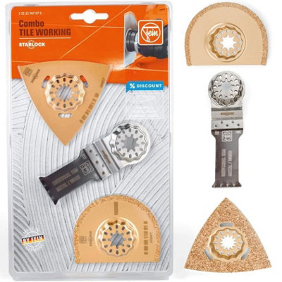 Fein E-Cut Saw Blade 3PC Multi Tool Grout Tile Starlock Set Carbide ...