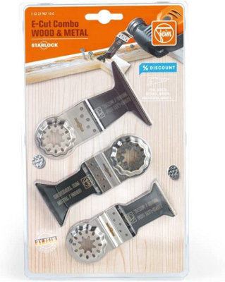Fein E-Cut Saw Blade 3PC Multi Tool Set Starlock Wood & Metal Combo ...