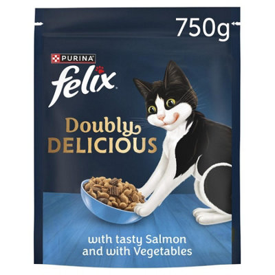 Felix Doubly Delicious Salmon & Vegetables Dry Cat Food 750g - Pack of 4