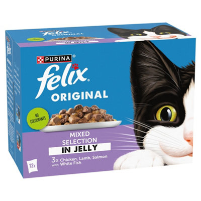 FELIX ORIGINAL MIXED SELECTION IN JELLY WET CAT FOOD 12X85G - PACK OF 4
