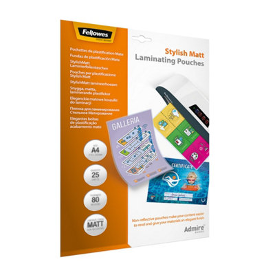 Fellowes A4 Laminating Pouches - Matt Finish - 25 Sheets - 160 Micron ...