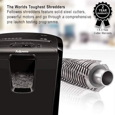 Fellowes Black Powershred M-8C 8 Sheet 15L Bin Cross Cut Shredder With ...