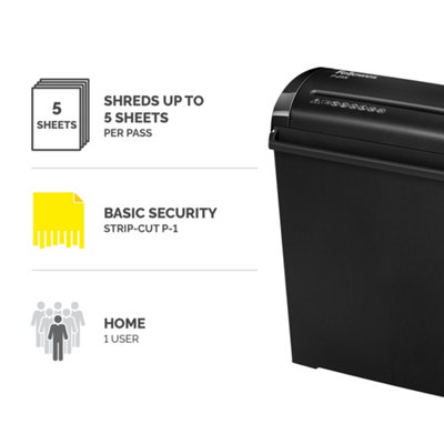 Fellowes Paper Shredder for Home Use 5 Sheet Strip Cut Shredder for ...