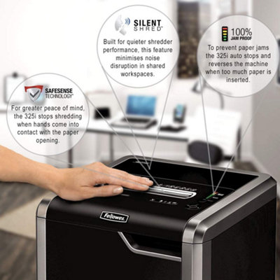 Fellowes Powershred 325i 26 Sheet Strip Cut Shredder with SafeSense ...