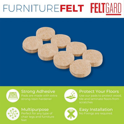 Felt Gard 25mm (1 inch) Round Furniture and Floor Protection Felt Pads ...