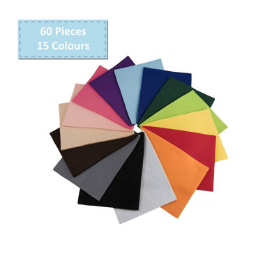 FELT PACK 60PK - Acrylic Felt: 23 x 30cm: Assorted: 60 Pieces - Trimits
