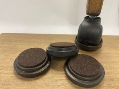 Felted Large Brown Furniture Castor Cups- Pack of 4