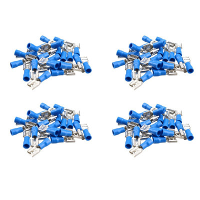 Female Blue Electrical Cable Wire Spade Terminals Crimps Connectors 100pc