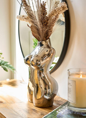 Female Silhouette Body Vase - 29cm - Silver