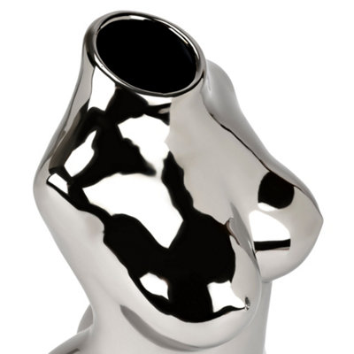 Female Silhouette Body Vase - 29cm - Silver