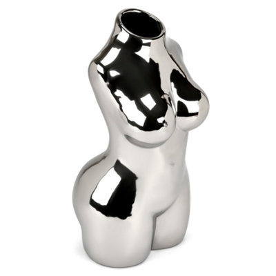 Female Silhouette Body Vase - 29cm - Silver